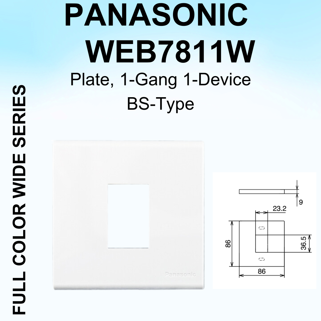 PANASONIC - WIDE SERIES - Plate, 1-Gang 1-Device, BS-Type - WEB7811W ...
