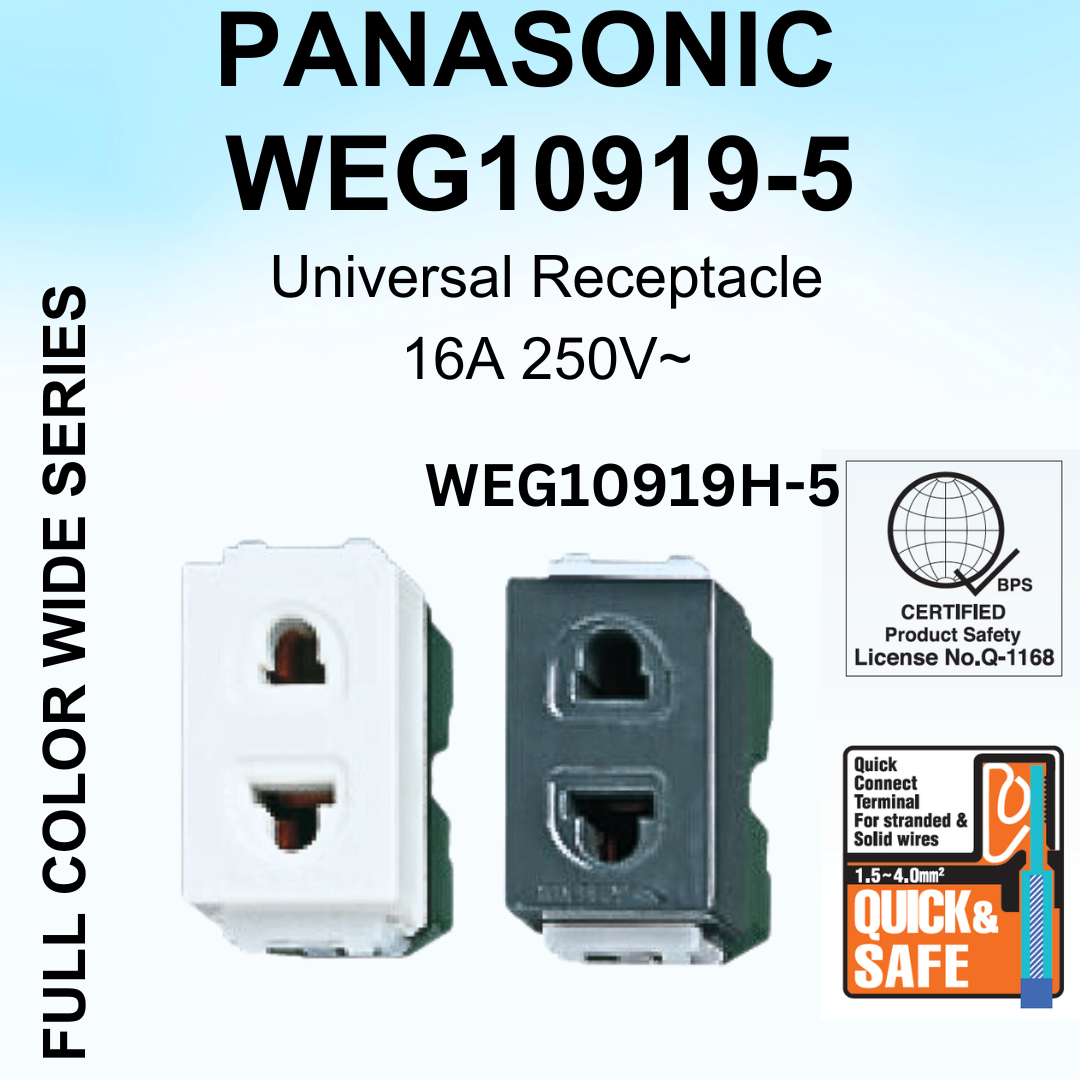 PANASONIC - WIDE SERIES - Universal Receptacle (Simplex) - WEG10919 ...