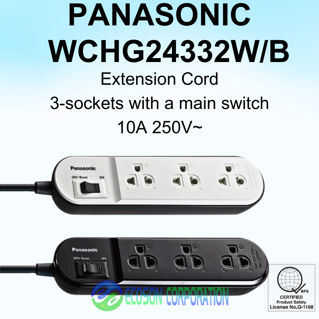 PANASONIC - Extension Cord 3-sockets with a Main Switch - WCHG24332 ...