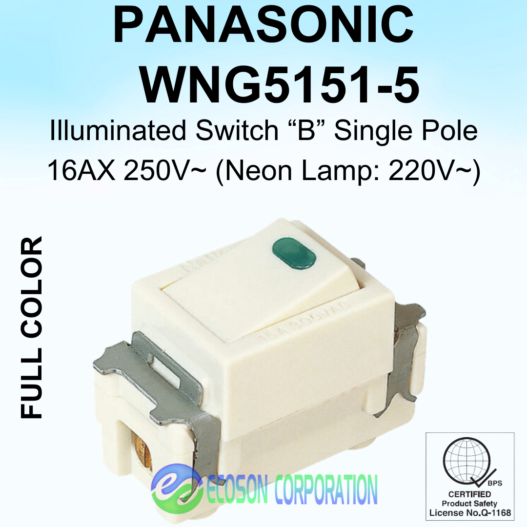 PANASONIC - FULL COLOR - Illuminated Switch "B" Single Pole - WNG5151 ...