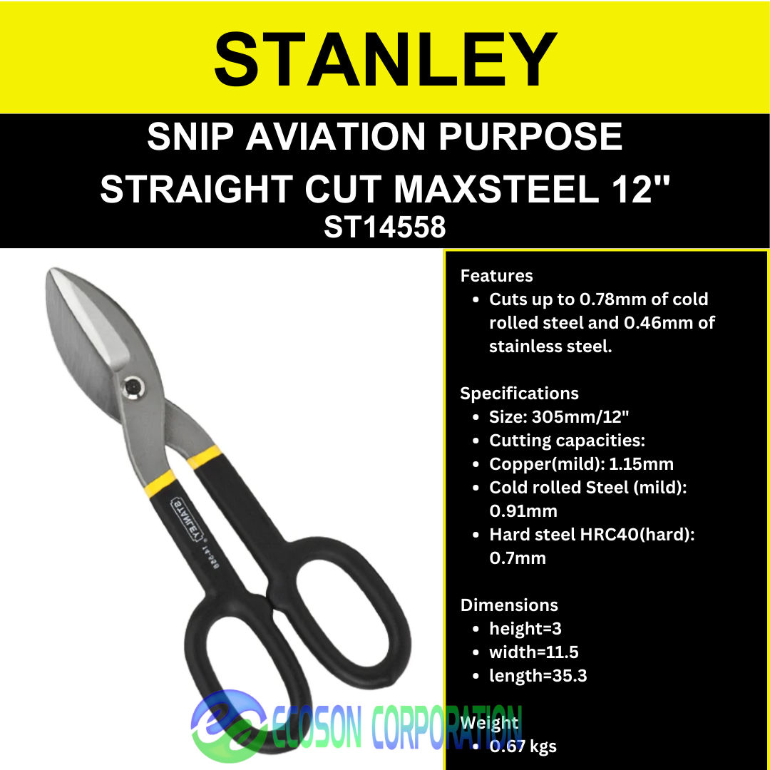 STANLEY - SNIP AVIATION PURPOSE STRAIGHT CUT MAXSTEEL 12" - ST14558 ...